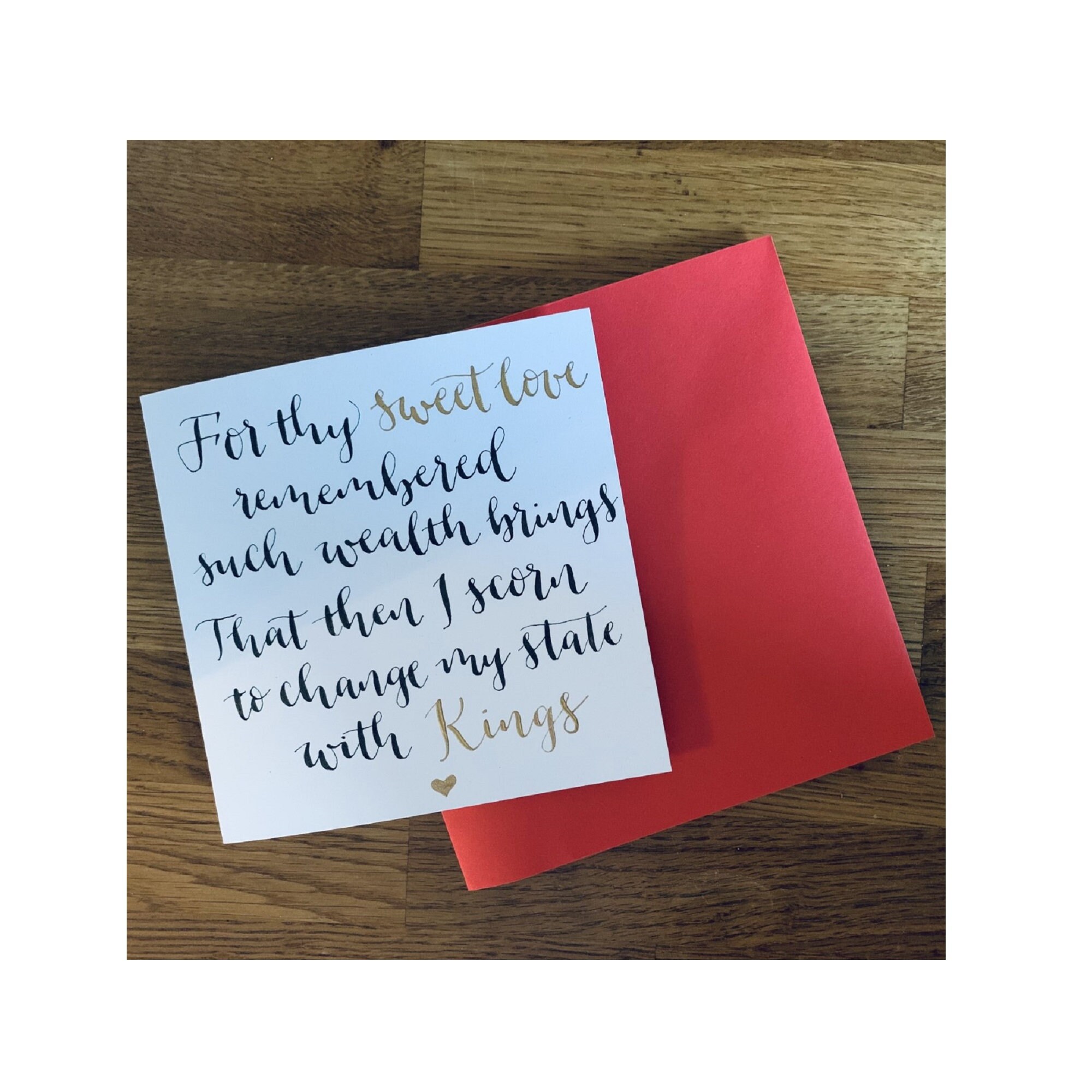 For Thy Sweet Love...shakespeare Quote Valentines Card, Engagement Card ...