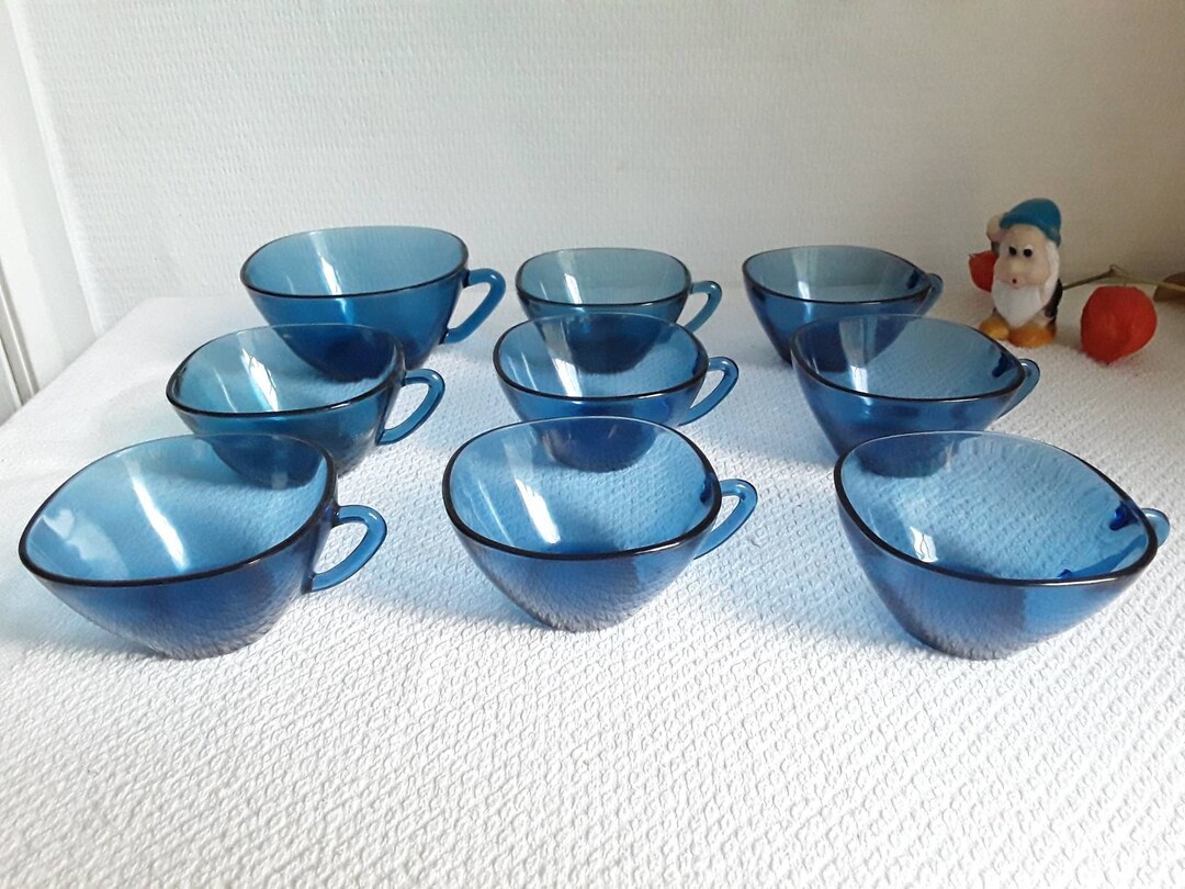 8 Coffee Cups and 1 Cup Lunch Vereco Blue 1970 - Etsy