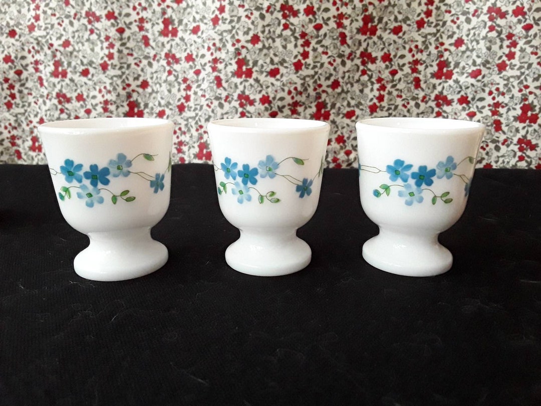 3 Forget-me-not Egg Cups Arcopal 1970 - Etsy