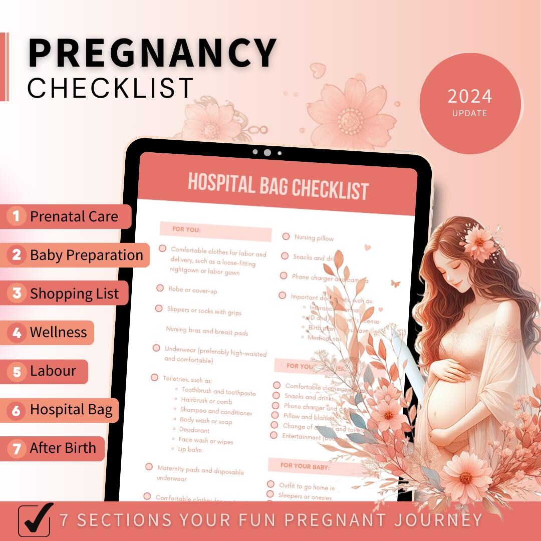 Pregnancy Checklist Pdf-canva Template-prenatal Care-baby Preparation ...