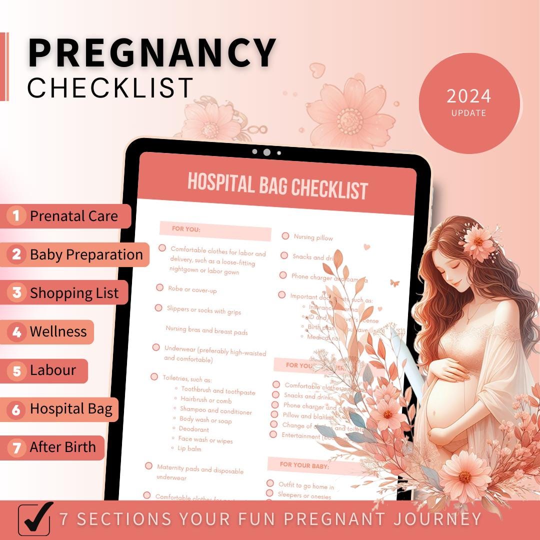 Pregnancy Checklist Pdf-canva Template-prenatal Care-baby Preparation ...