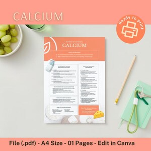 Calcium Flyer -nutrient and Supplement - Fiber Canva Template - Etsy