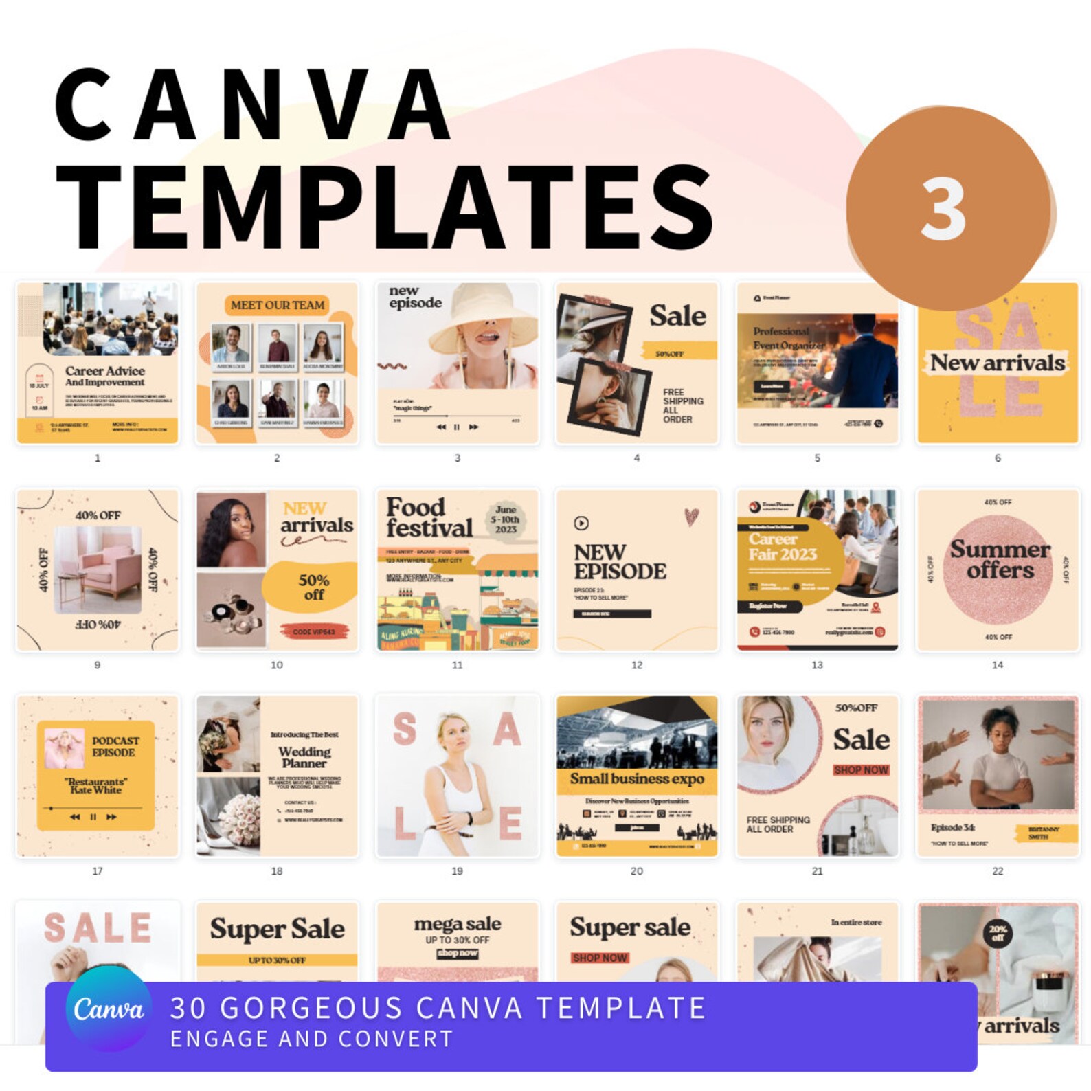 Event Planner 3 in 1 Bundle 2024 Canva Template-post Ideas-planner ...