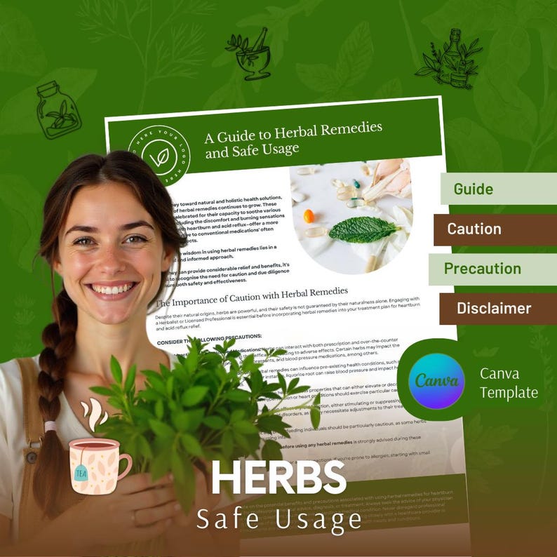 Sample of Safe Usage Herbs Herbalist-herbal Store, Canva Template-plant ...