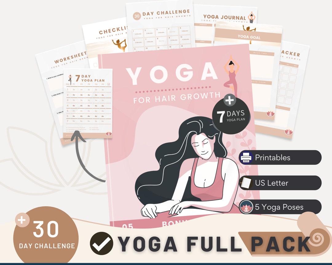 Yoga2025 for Hair Growth | Printable Ebook + Yoga Plan-yoga Journal-yoga Tracker-yoga Worksheet ...