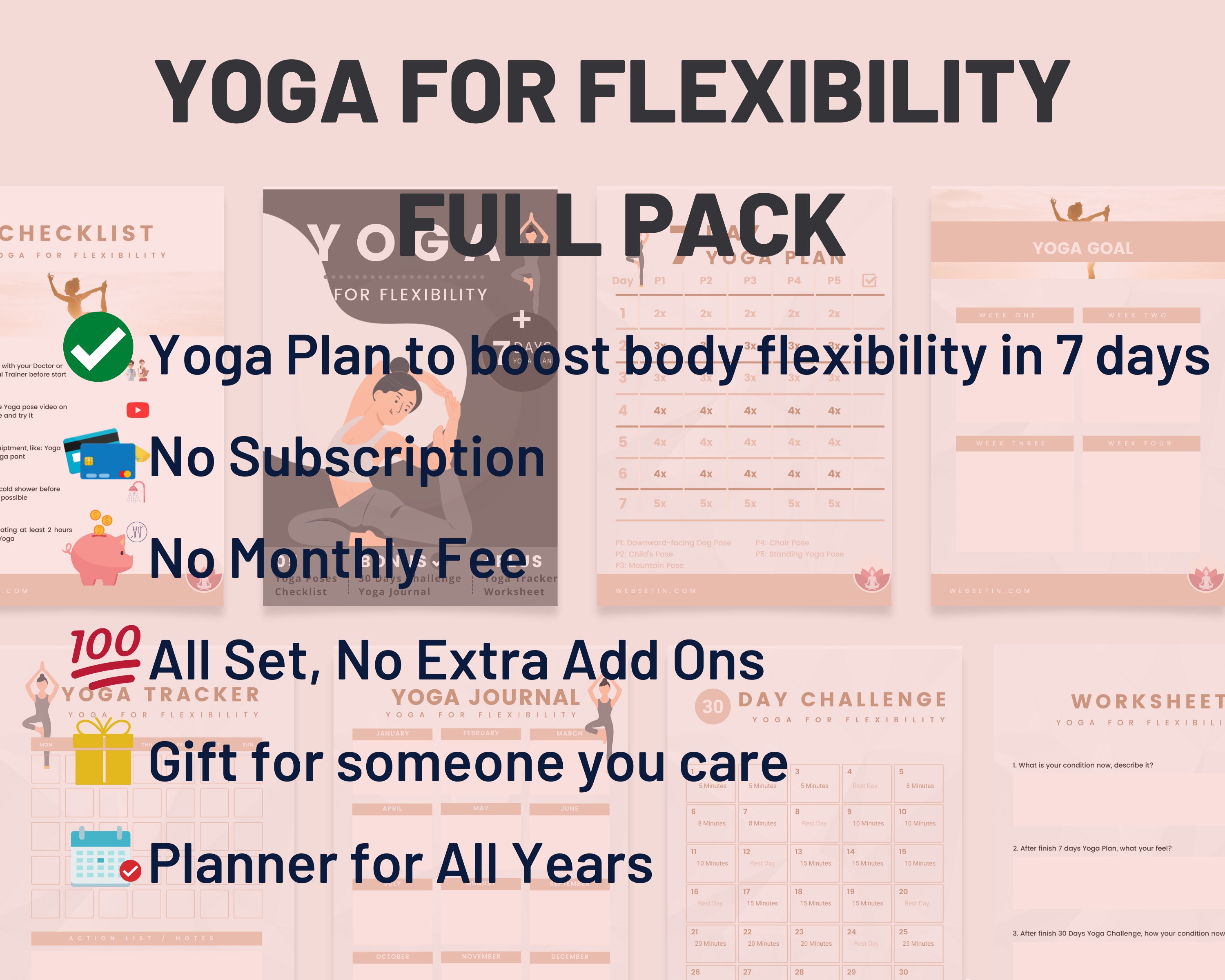 Yoga for Flexibility 2024 Printable Ebook Yoga Plan-yoga Journal-yoga ...