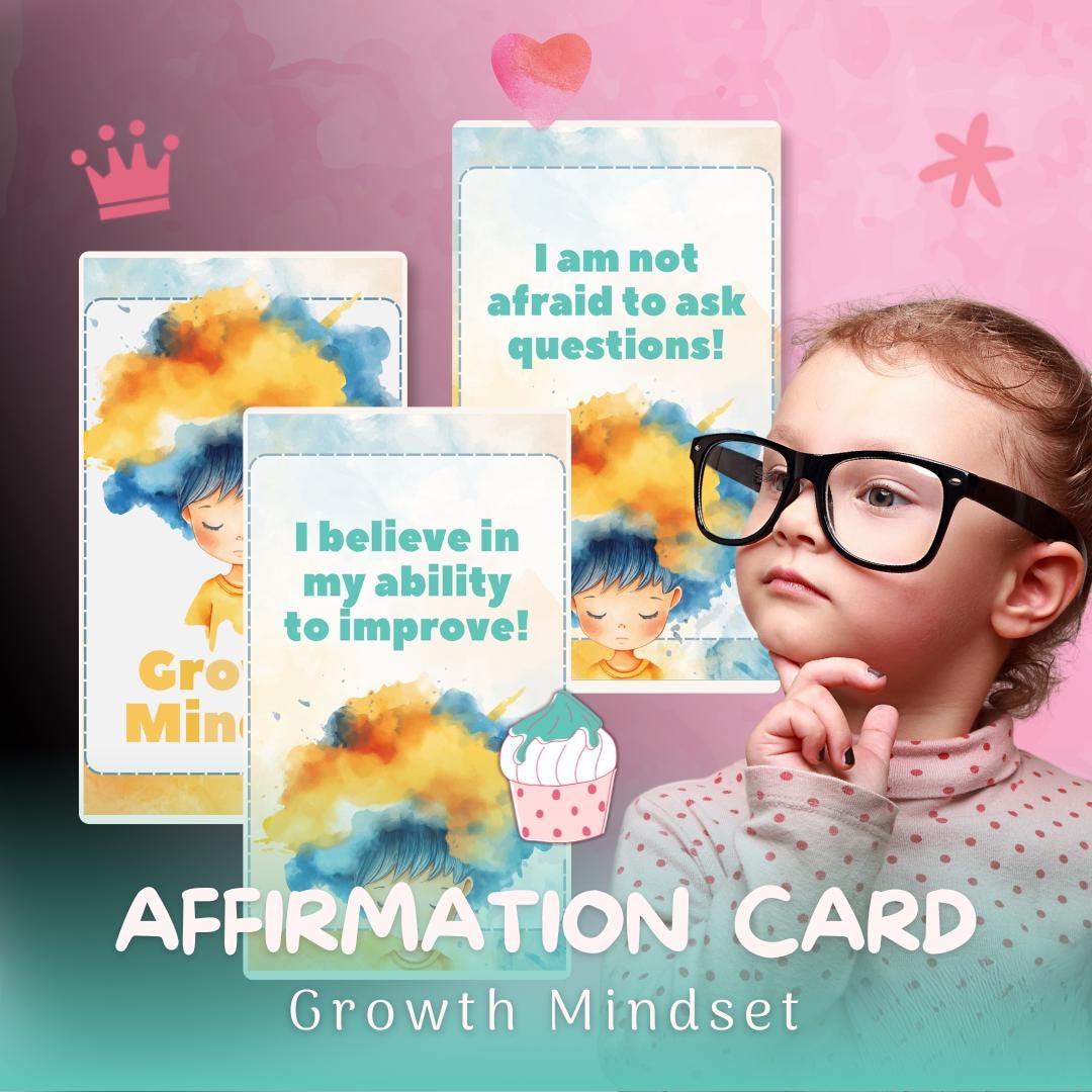 Kids Affirmation Cards-growth Mindset-canva Template - Etsy
