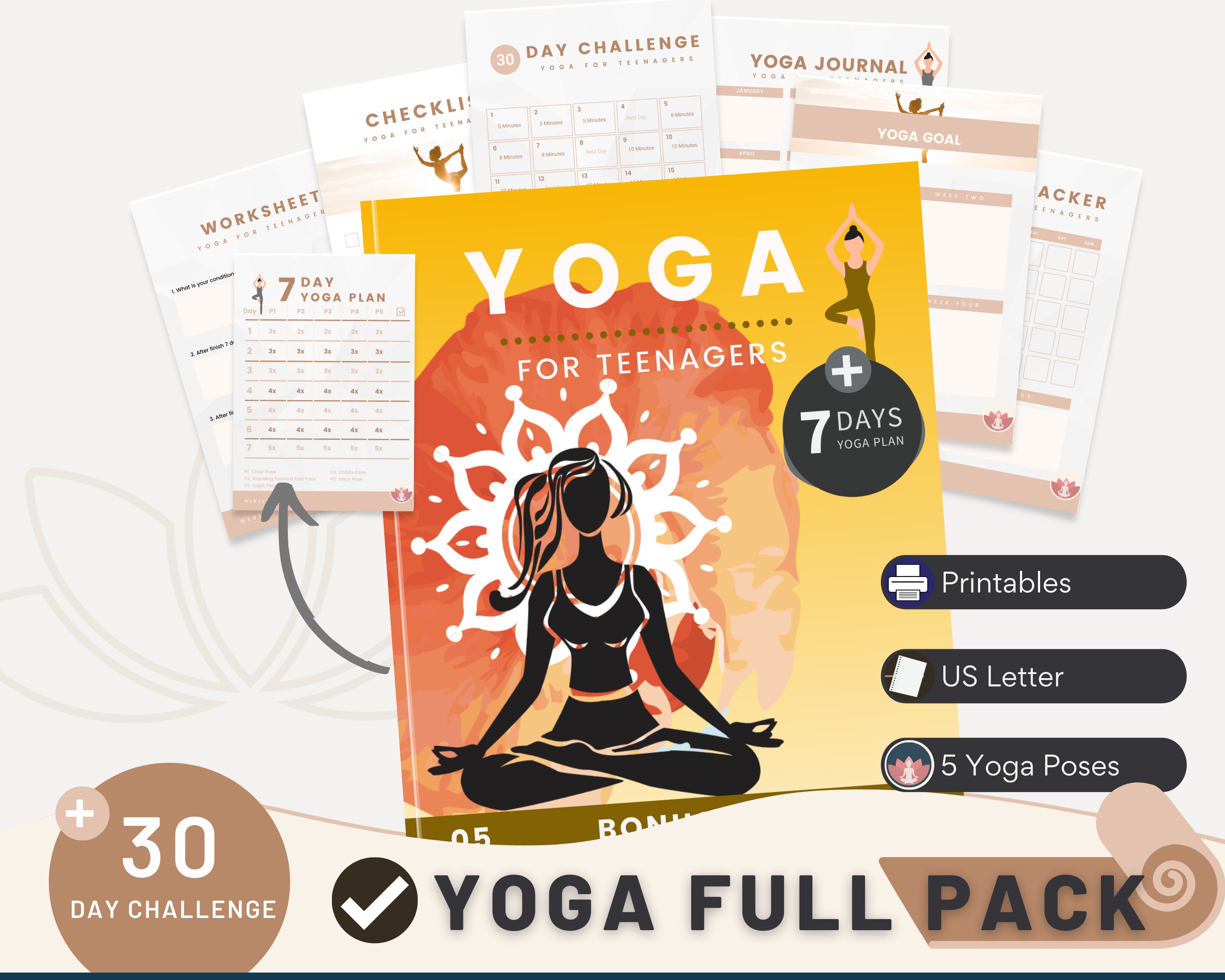Yoga for Teenagers Printable Yoga Books yoga Plan-yoga Journal-yoga ...