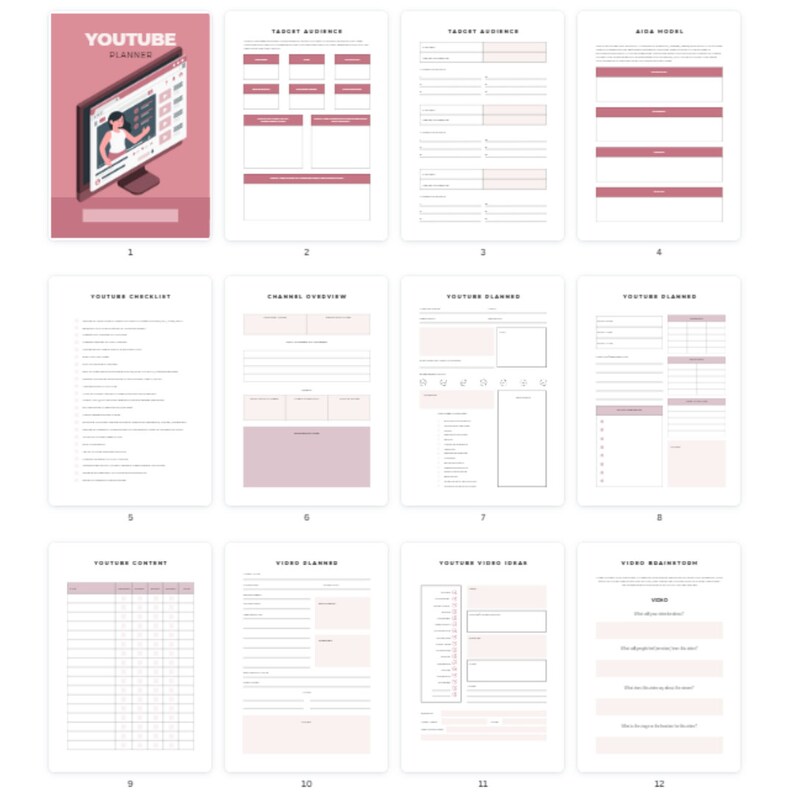 Youtube Planner 2024 Printable PDF A4 Size Resellable PLR - Etsy Israel