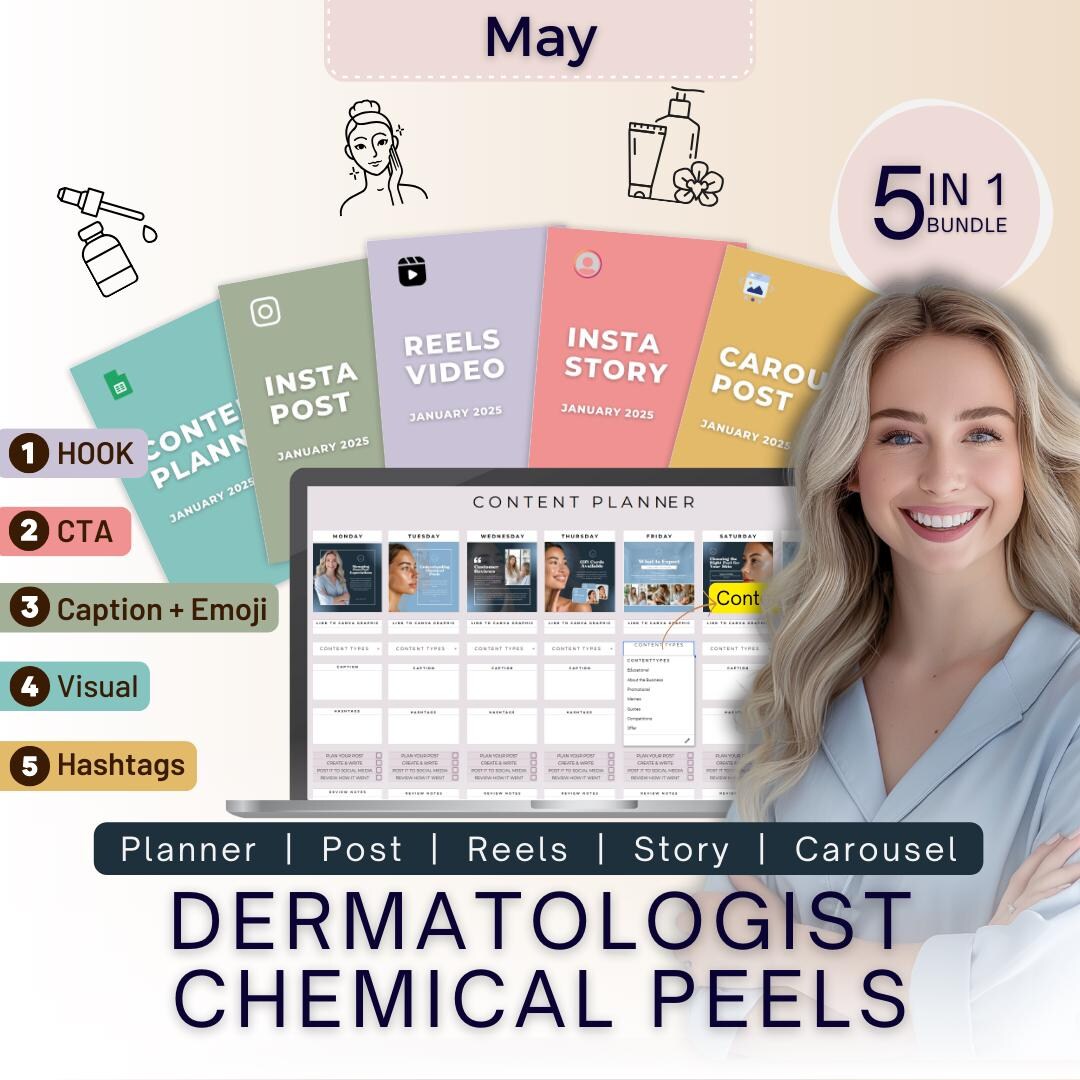 Dermatologist-chemical Peels 5in1 Bundle-content Planner-post Ideas ...