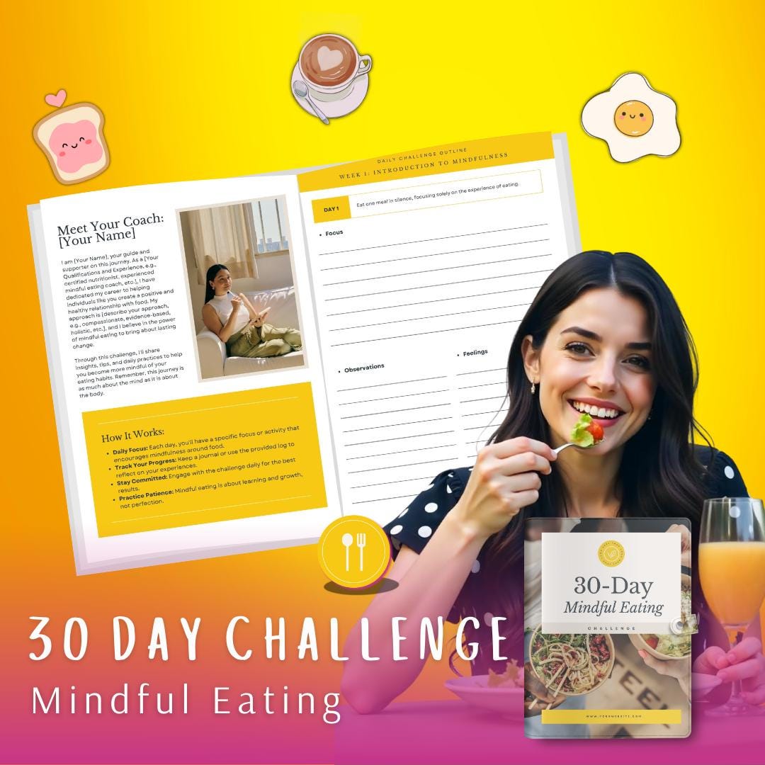 30 Day Mindful Eating Challenge - Canva Template - Etsy