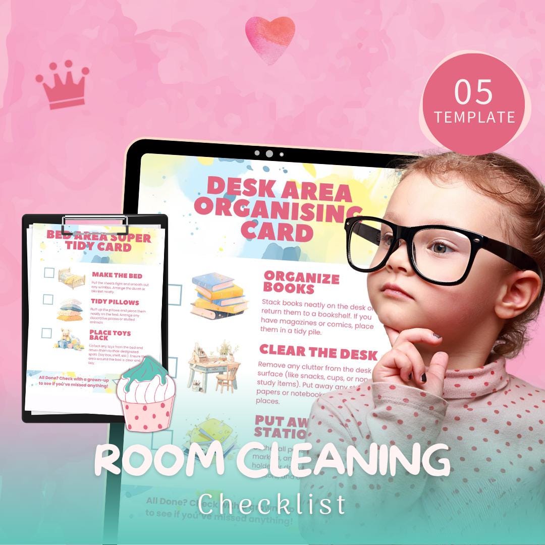 Kids Room Cleaning Checklist-canva Template - Etsy