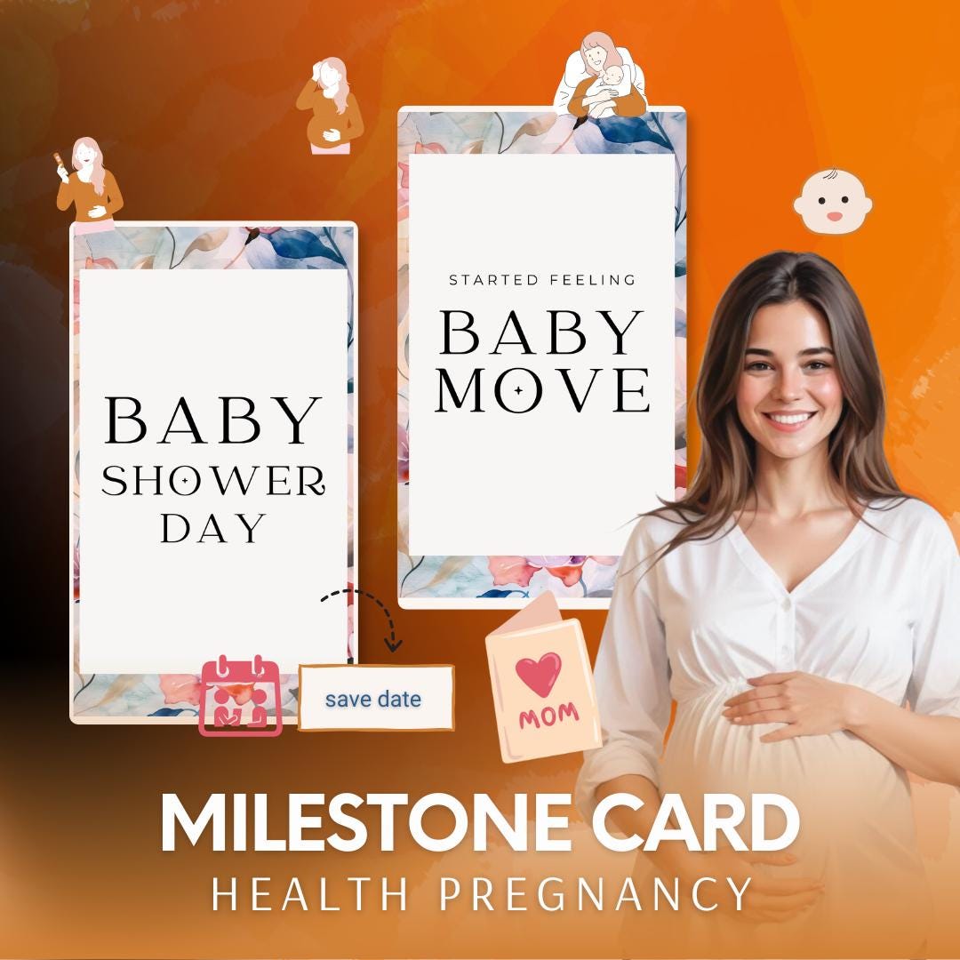 Pregnancy Milestone Card: Gestation-maternity-gravidity-family Way ...