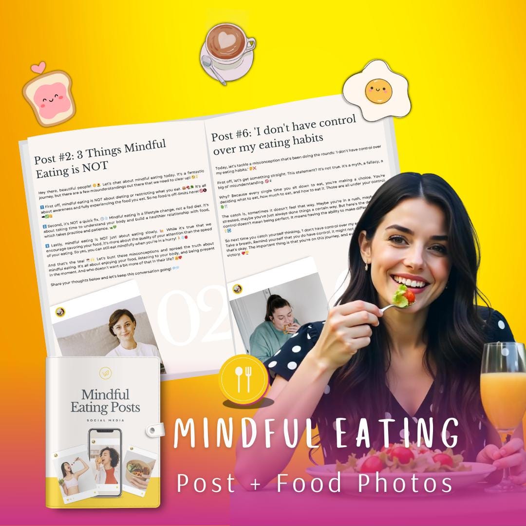 Mindful Eating Post Ideas With Caption + Food Photos - Canva Template ...