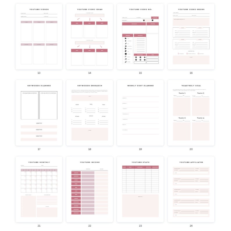 Youtube Planner 2024 Printable PDF A4 Size Resellable PLR - Etsy Israel