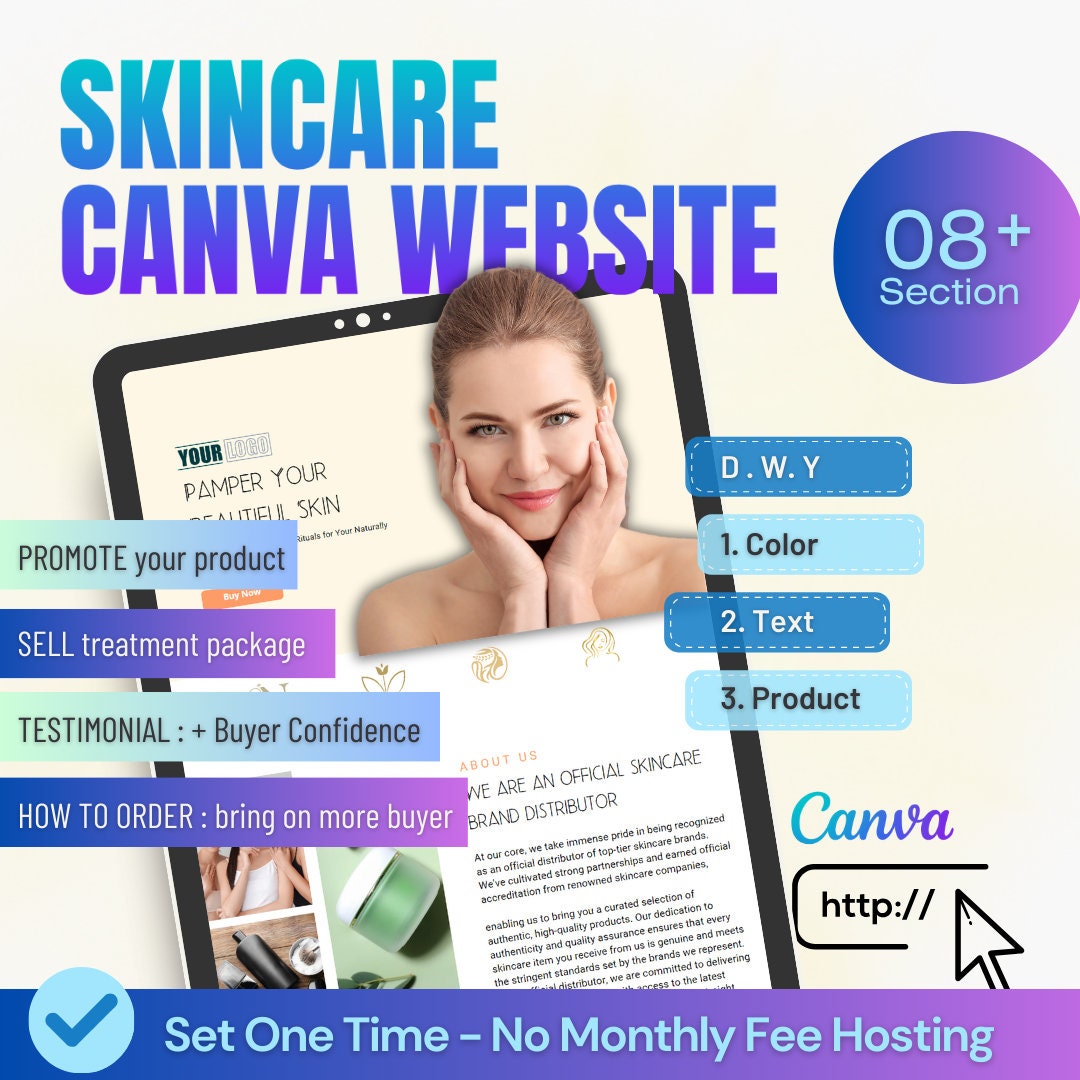 Personalized Custom Canva Website Template-beauty-skin Care 2025 - Etsy