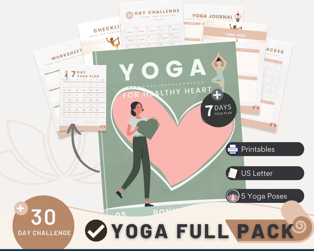 Yoga2025 for Healthy Heart -printable Ebook + Yoga Plan-yoga Journal-yoga Tracker-yoga Worksheet ...