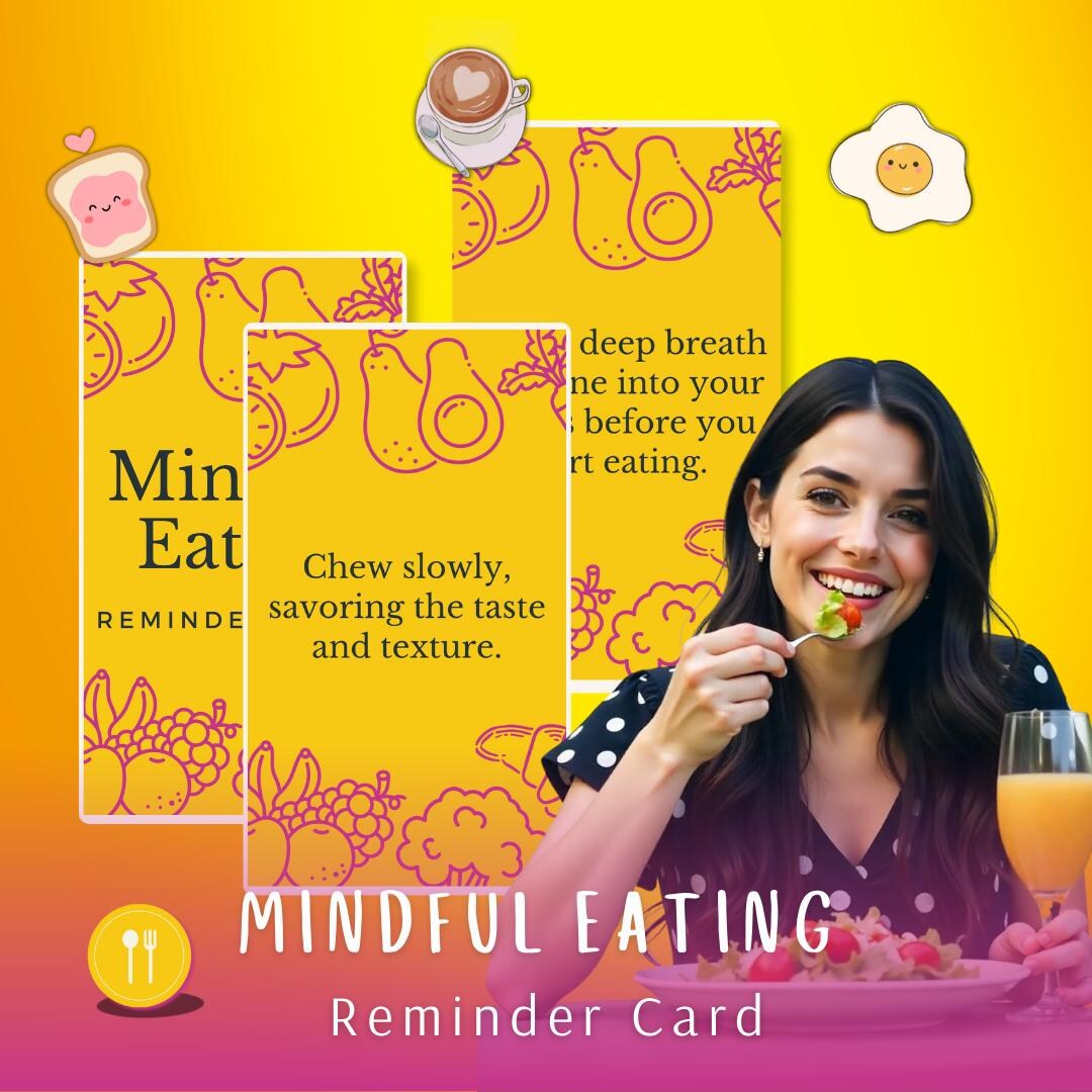 Mindful Eating Reminder Cards - Canva Template - Etsy
