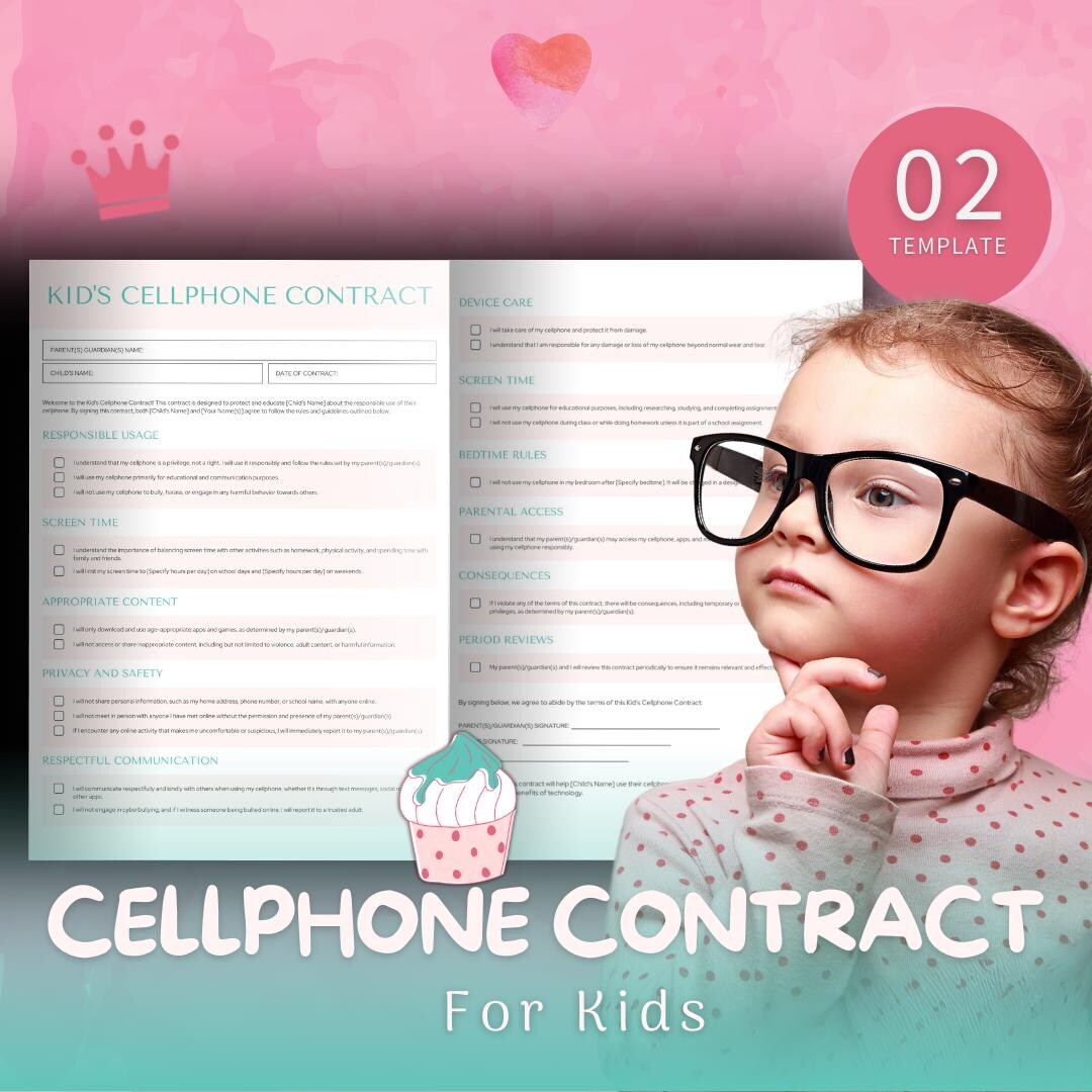 Kids Cellphone Contract-canva Template - Etsy