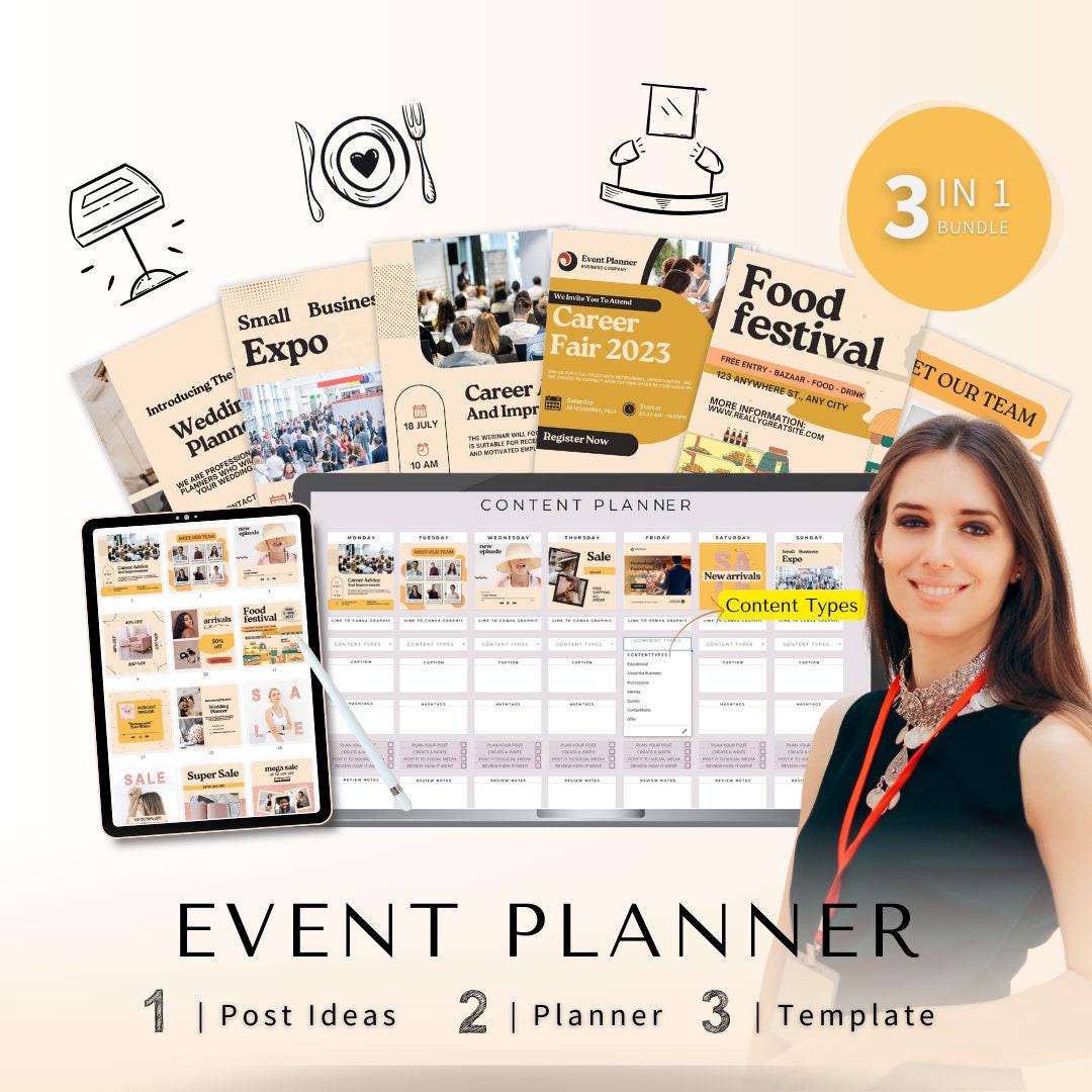 Event Planner 3 in 1 Bundle 2024 Canva Template-post Ideas-planner ...