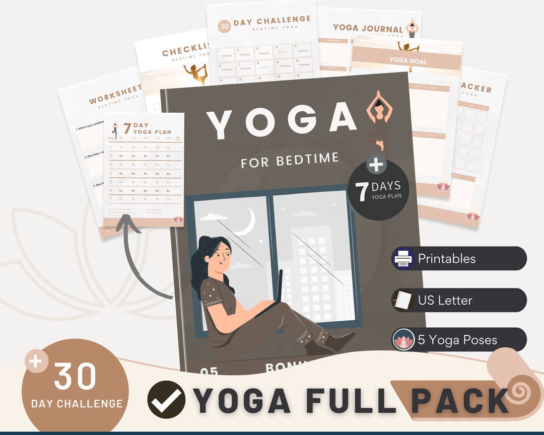 Bedtime Yoga 2024 Printable Ebook Yoga Plan-yoga Journal-yoga Tracker ...