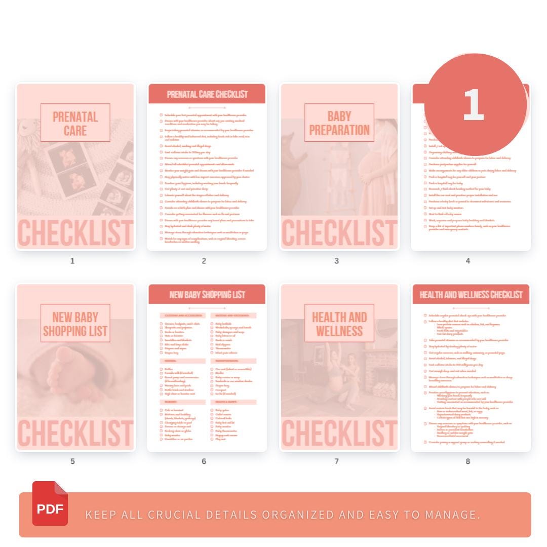 Pregnancy Checklist Pdf-canva Template-prenatal Care-baby Preparation ...