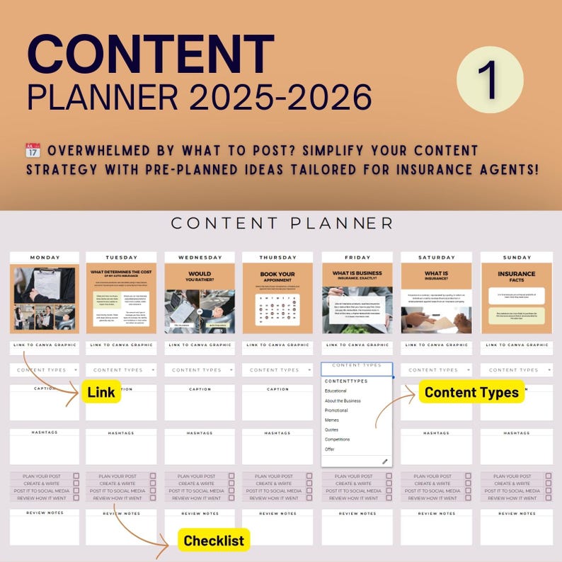Insurance Agent Instagram Kit 7in1 Bundle Canva Template-content ...