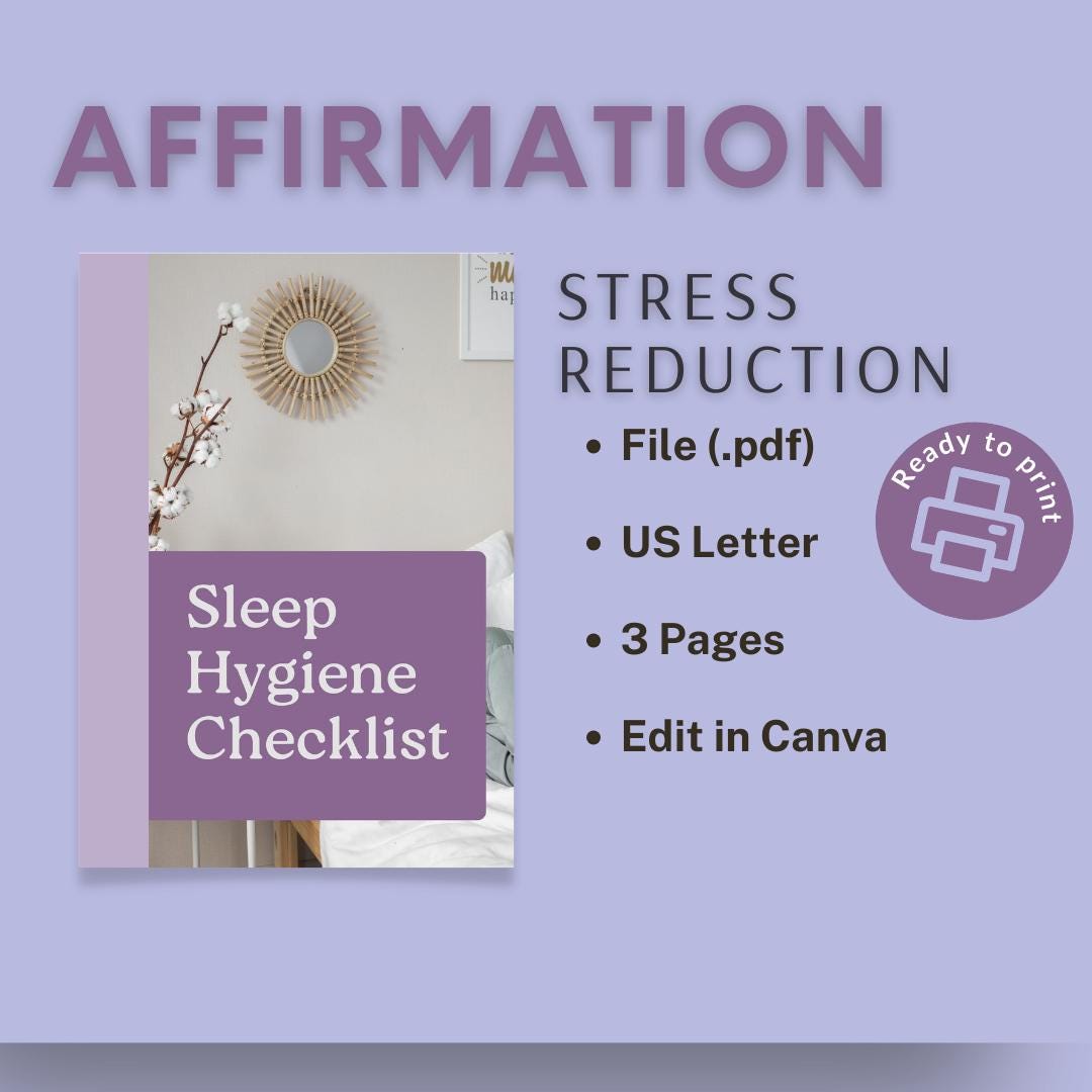 Sleep Hygiene Checklist Canva Template - Etsy