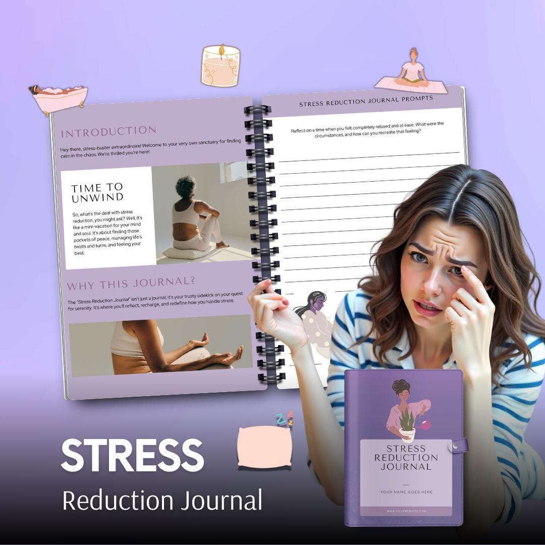 Stress Reduction Journal - Canva Template - Etsy