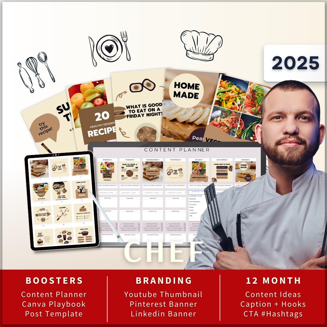 Chef Bundle2025 - Canva Template-instagram Post Ideas-planner-cooking ...