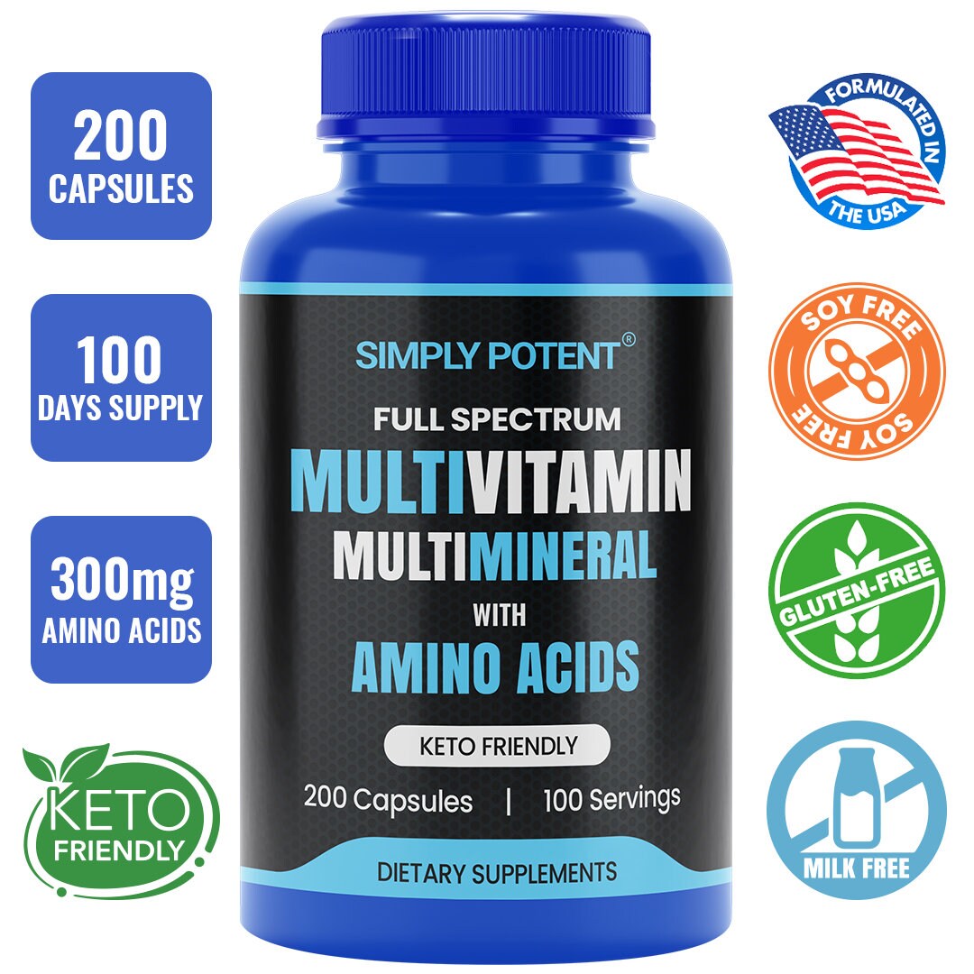 Amino Acids With Multi Vitamins & Minerals 200 Caps, Keto Friendly ...