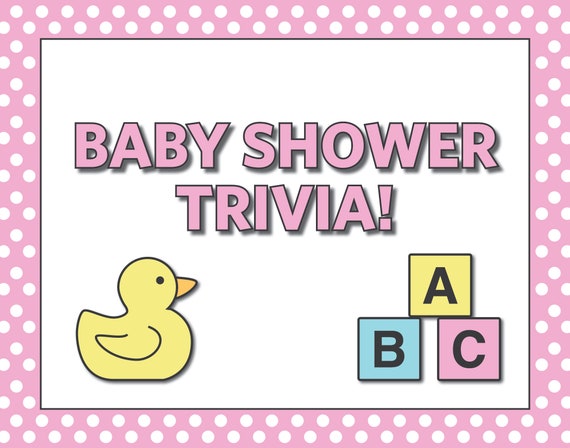 Virtual Baby Shower Game Virtual Baby Shower Quiz Pink Baby | Etsy