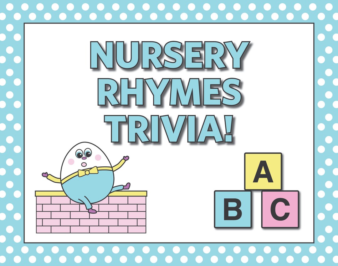Baby Shower Game, Nursery Rhymes Trivia, Virtual Baby Shower Activity ...