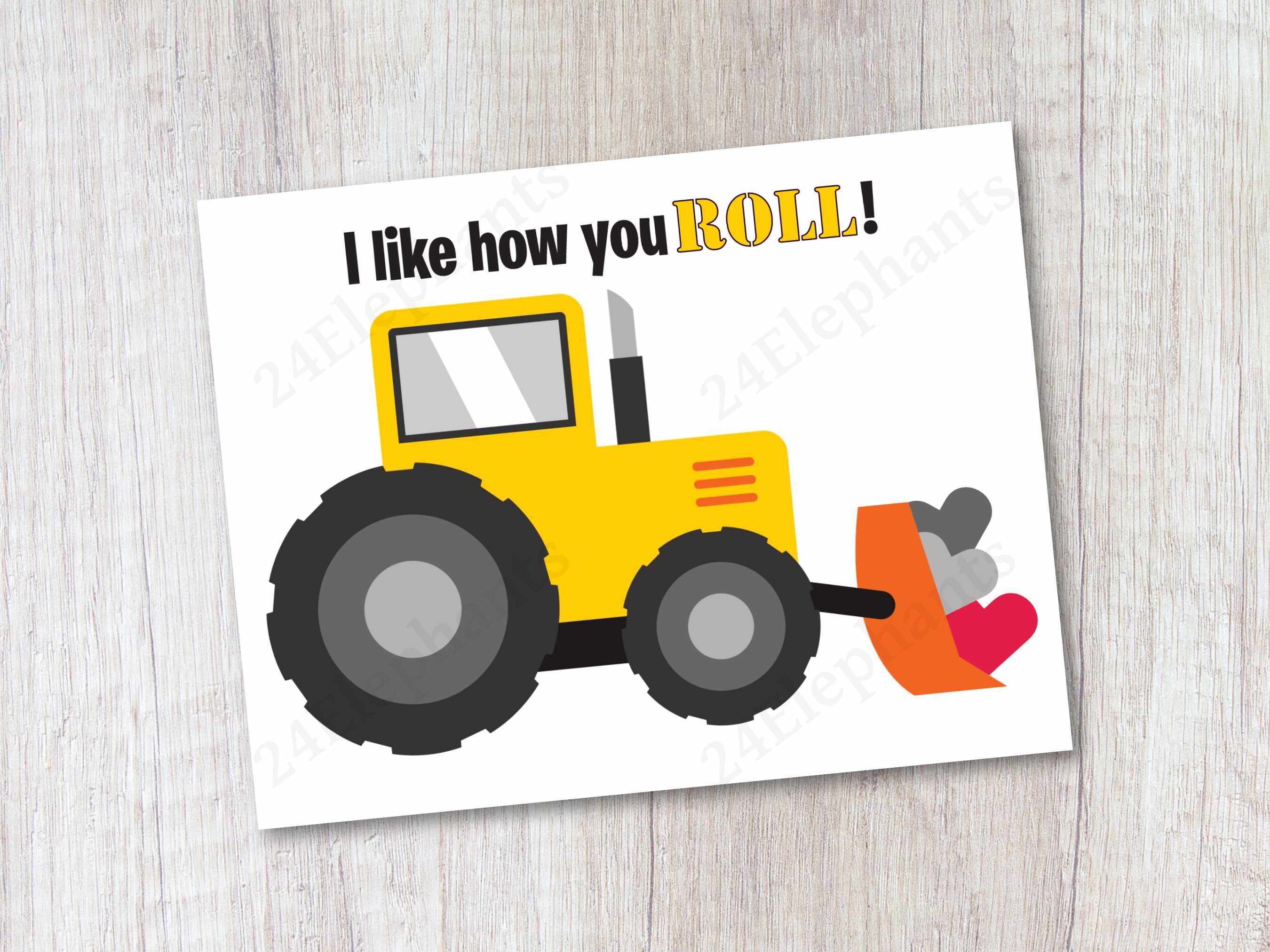 Printable Construction Vehicle Valentine's Day Card Set - Etsy