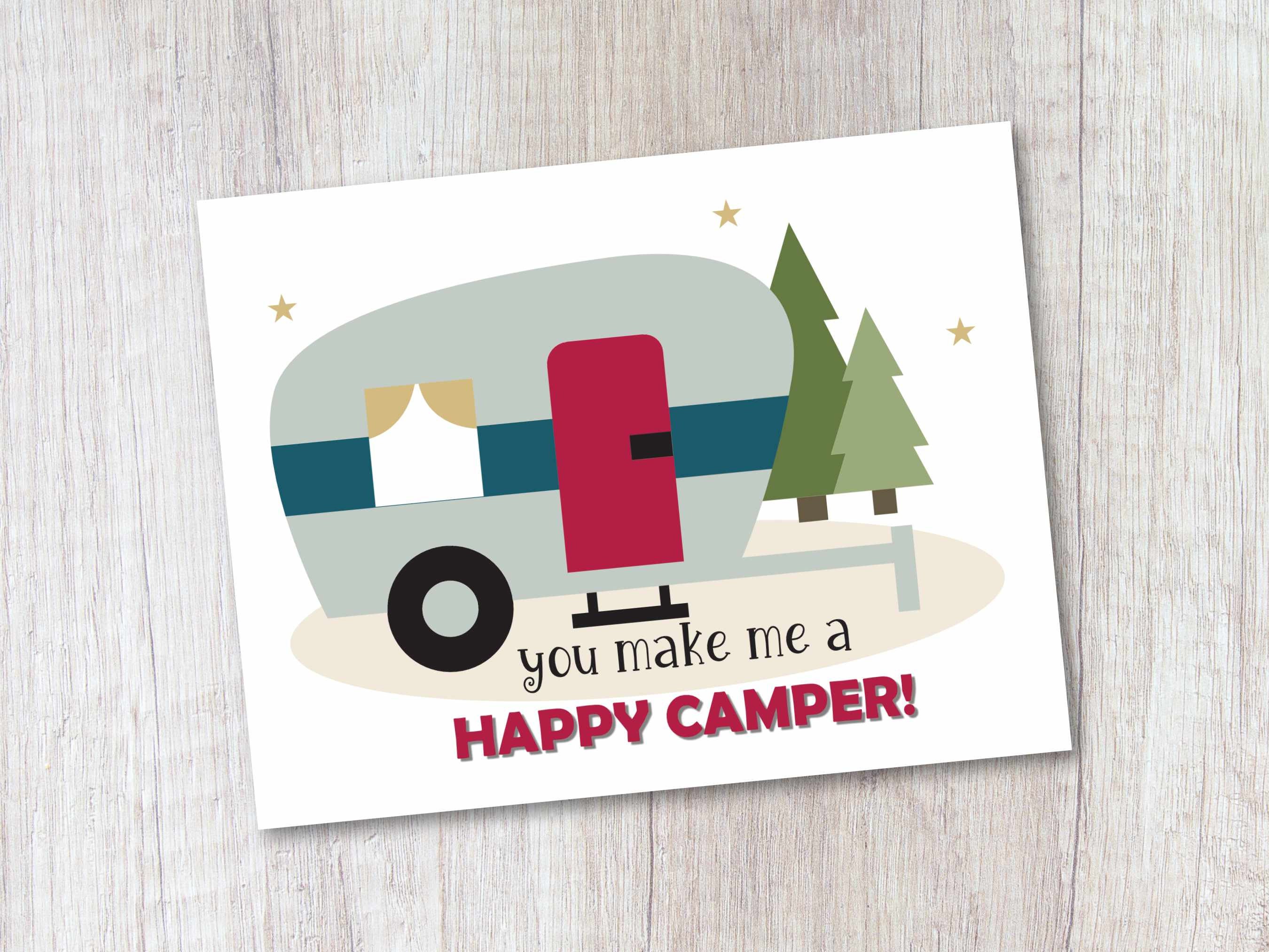 Printable Camping Valentine Cards for Kids School Valentine Cute Camp ...