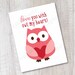 Printable Owl Valentine's Day Card Set | Pink and Red Owls | Cute Owl ...
