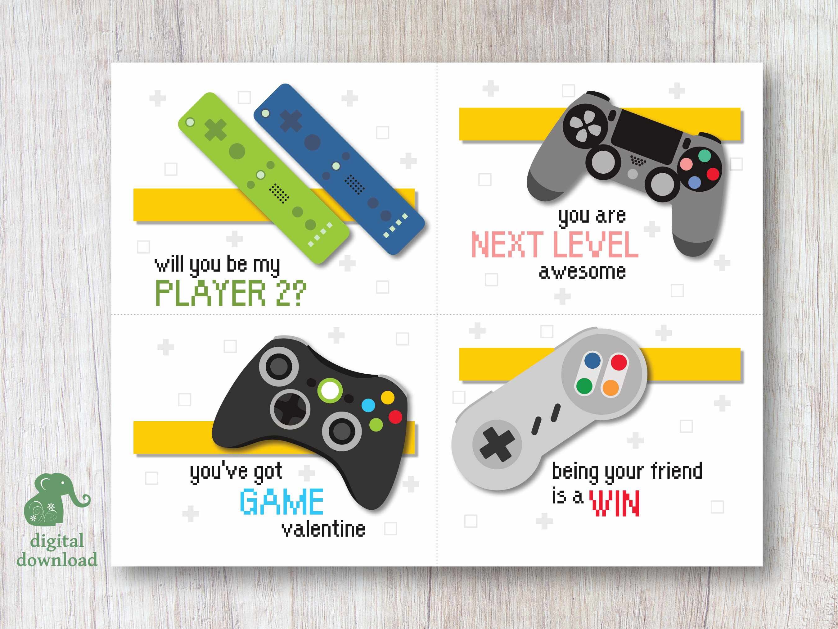 Printable Gamer Valentine Cards for Kids School Valentine Gaming ...