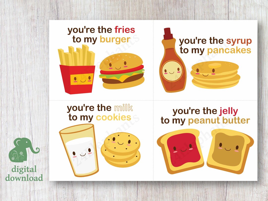 Printable Perfect Match Valentine's Day Card Set Burger - Etsy
