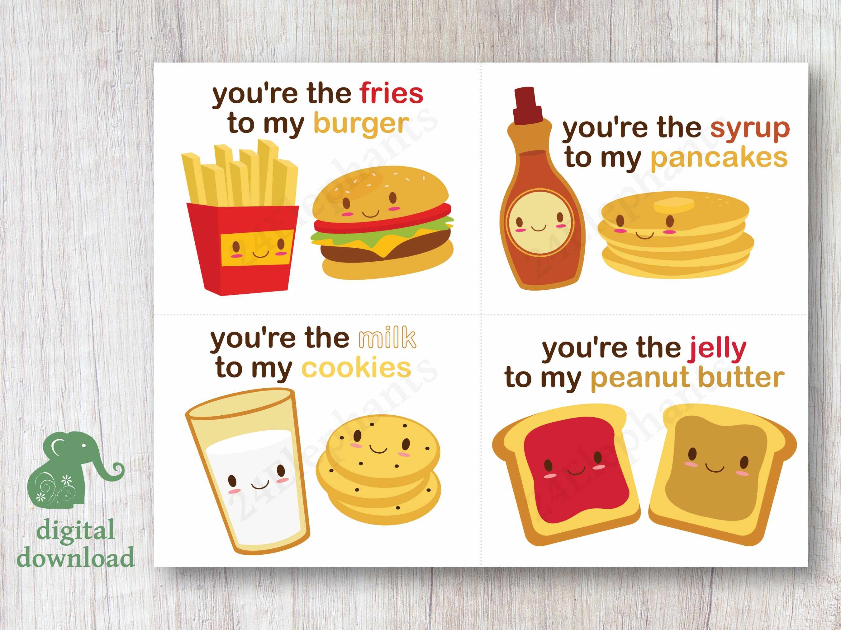 Printable Perfect Match Valentine's Day Card Set Burger - Etsy