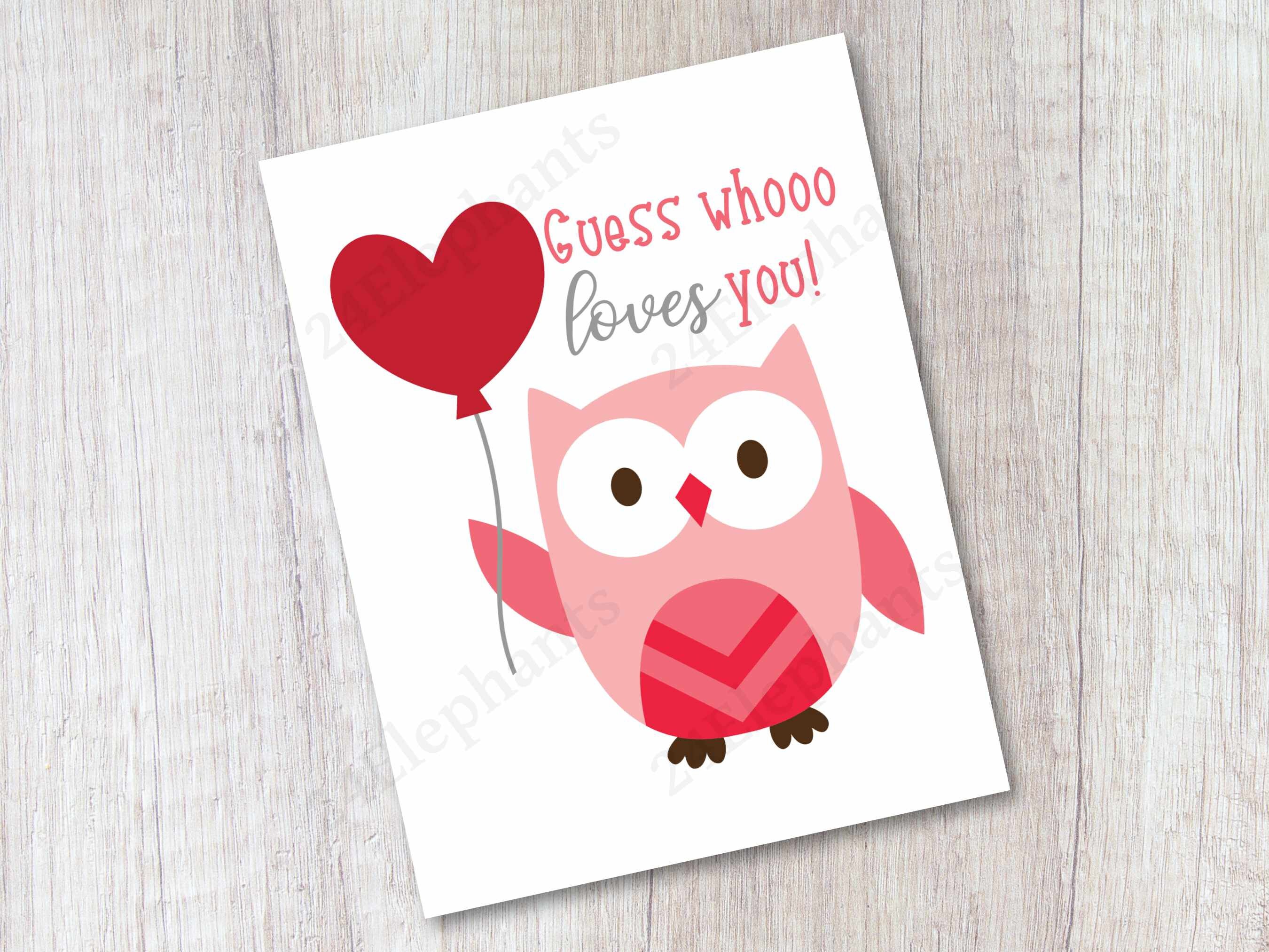 Printable Owl Valentine's Day Card Set | Pink and Red Owls | Cute Owl ...