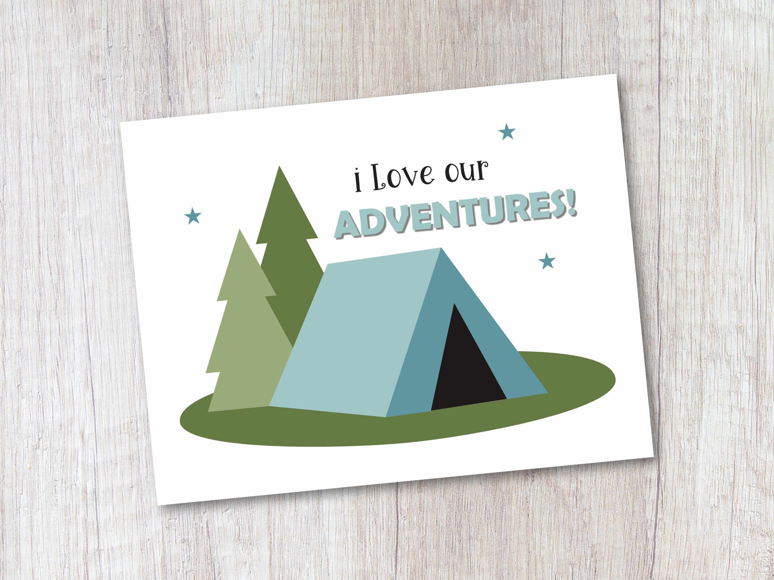 Printable Camping Valentine Cards for Kids School Valentine Cute Camp ...