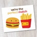 Printable Perfect Match Valentine's Day Card Set | Burger Fries ...