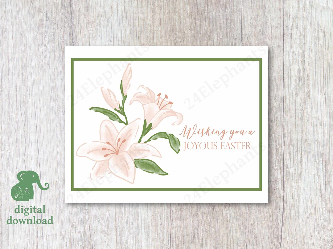 Printable 5x7 Easter Card | Easter Lily | Joyous Easter | Pastel Lily ...
