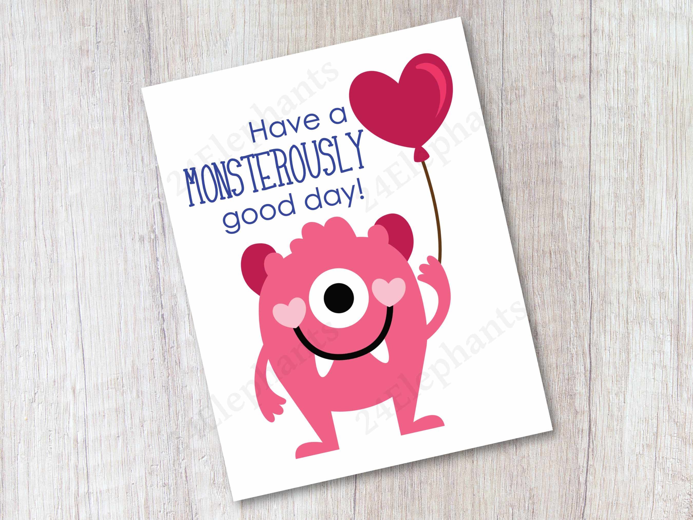 Printable Monster Valentine's Day Card Set | Orange Monster | Blue ...