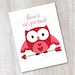 Printable Owl Valentine's Day Card Set | Pink and Red Owls | Cute Owl ...