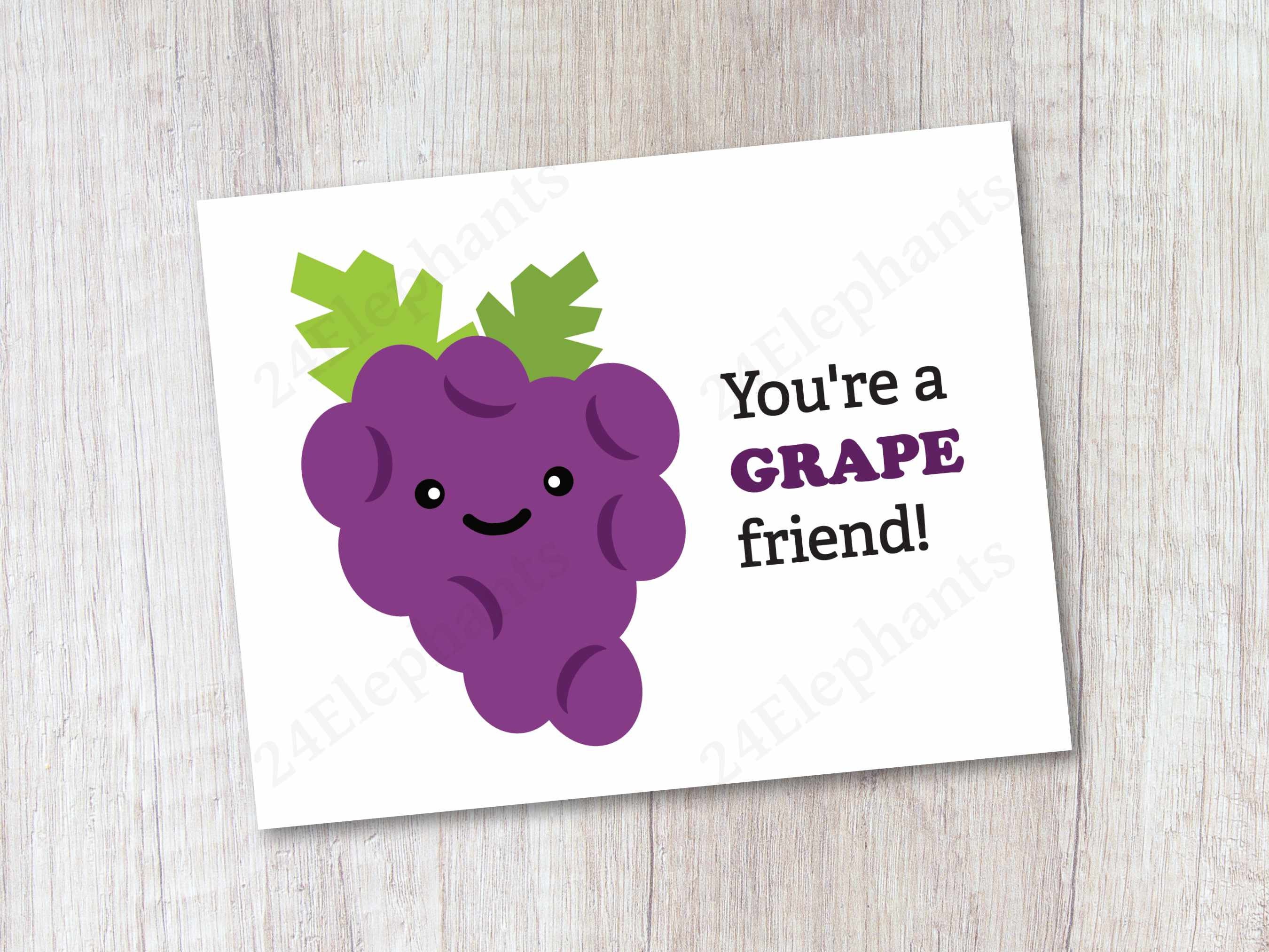 Printable Cute Fruit Valentine's Day Card Set | Cute Strawberry | Cute ...
