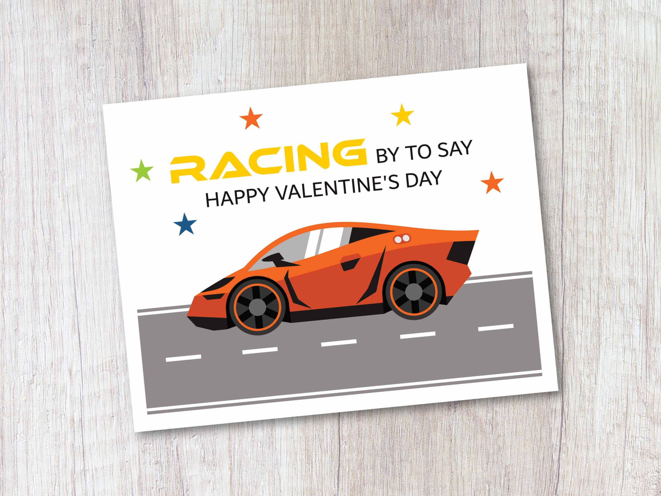 Printable Racing Car Valentine's Cards Sports Car Set Valentine's for ...