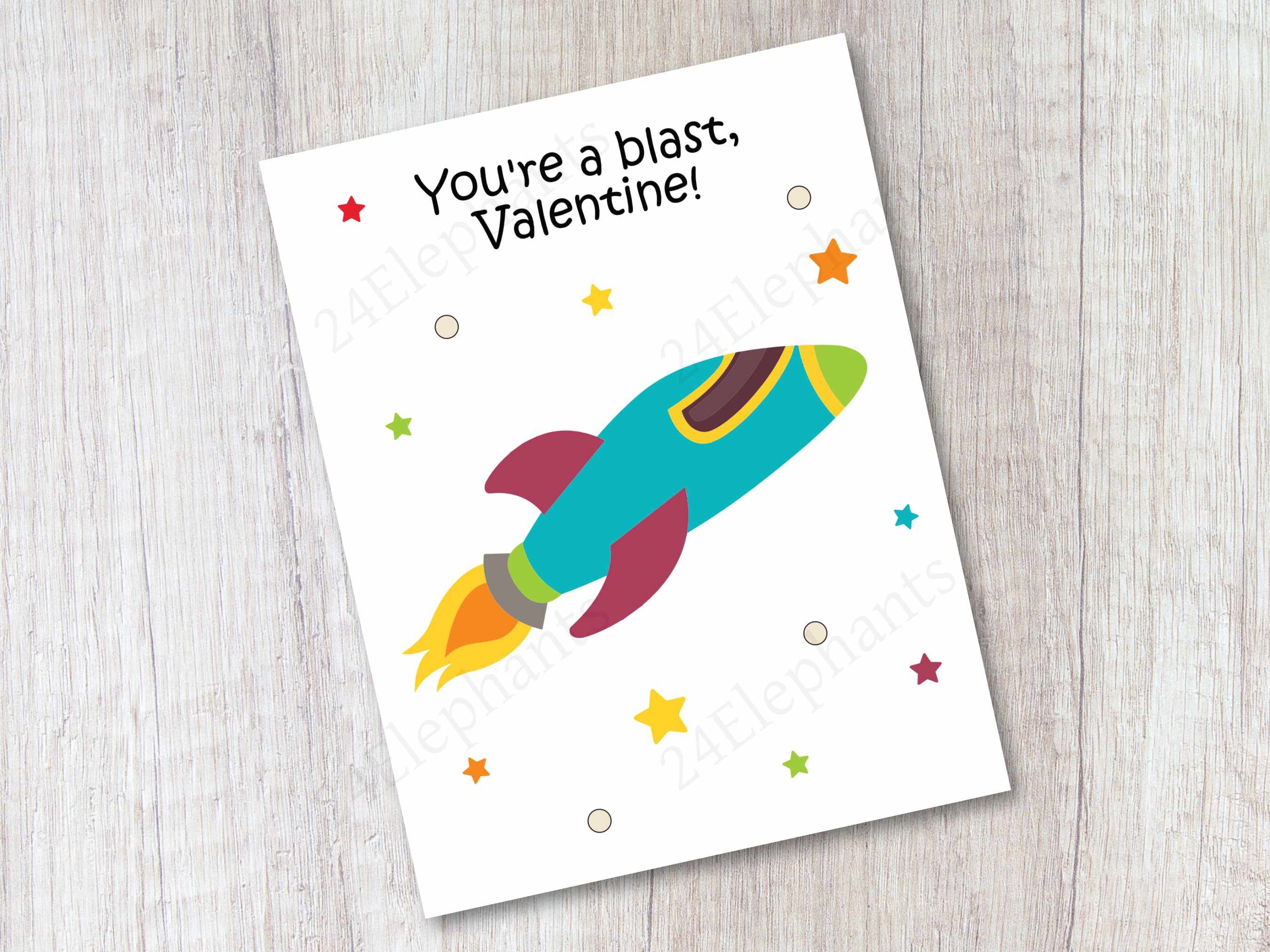 Printable Outer Space Valentine's Day Card Set | Astronaut | Rocket ...