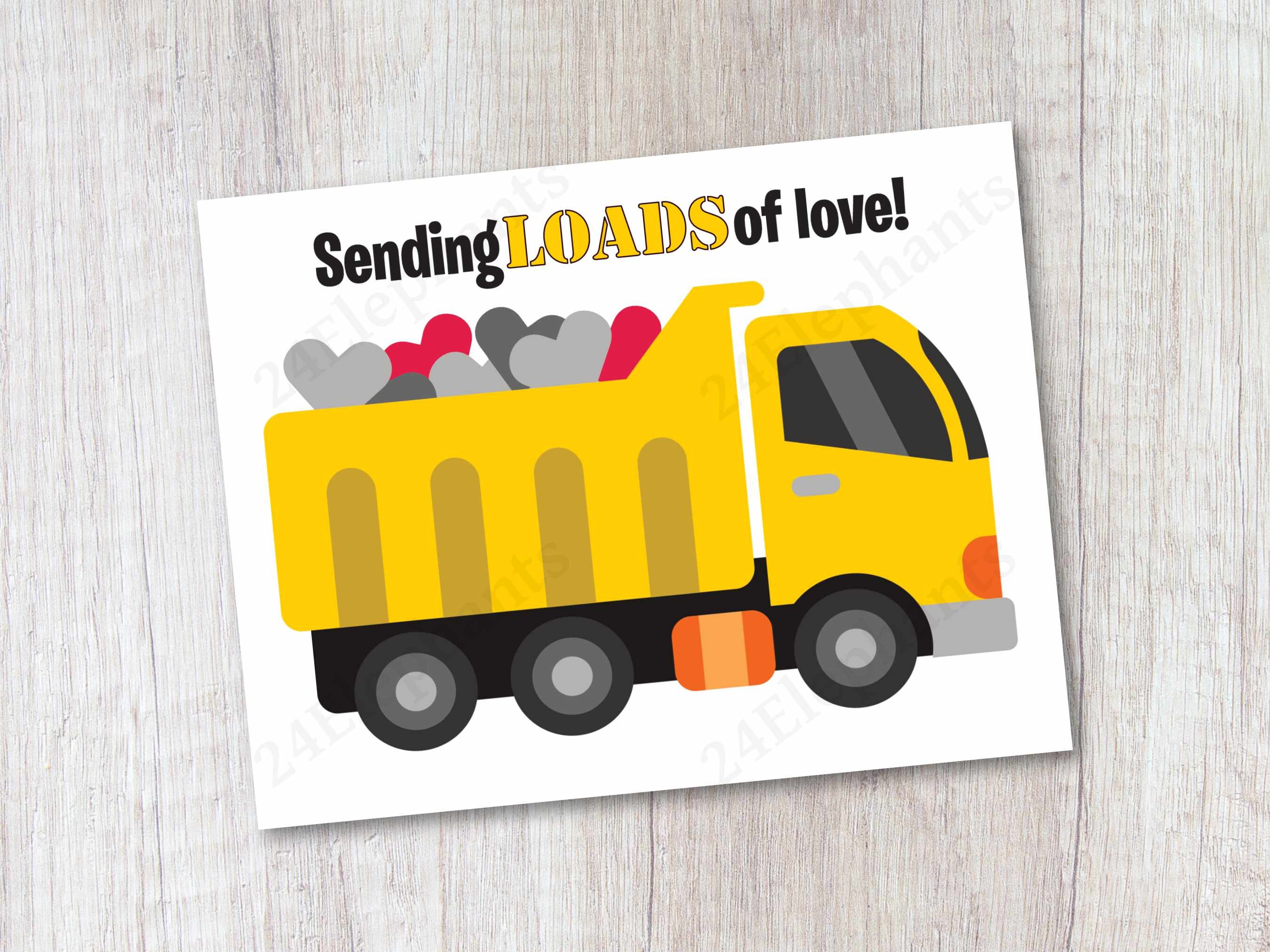 Printable Construction Vehicle Valentine's Day Card Set - Etsy