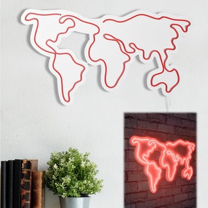 World Map Neon Earth Neon Custom Neon Handmade Neon Wall Signs and ...